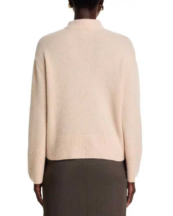 Bloomingdale'S Cashmere Long Sleeve Mock Neck Pullover - Heather Oatmeal