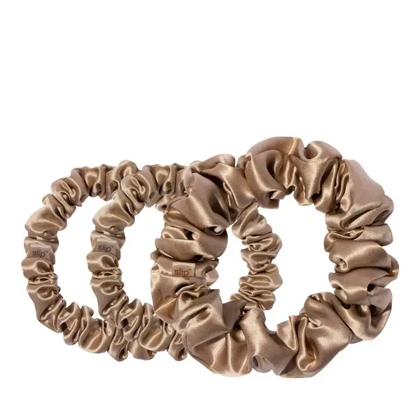 Slip Pure Silk Scrunchies Set Of 3 - Light Brown