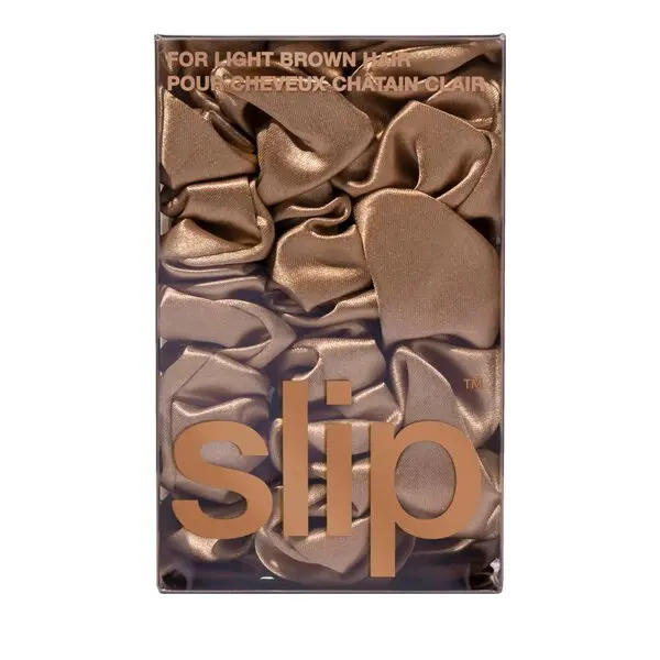 Slip Pure Silk Scrunchies Set Of 3 - Light Brown