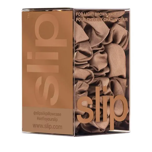 Slip Pure Silk Scrunchies Set Of 3 - Light Brown