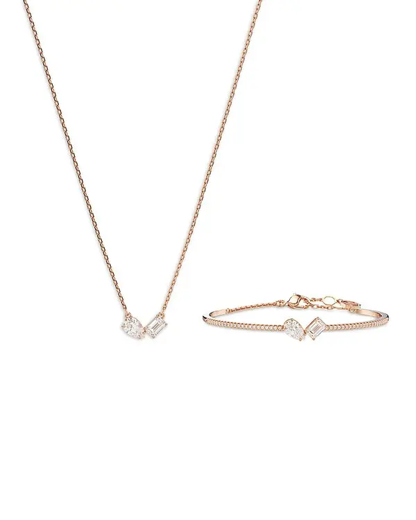 SWAROVSKI Mesmera Necklace And Bangle Bracelet Set - Pink