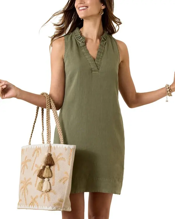 Tommy Bahama Two Palms Double Ruffle Linen Dress