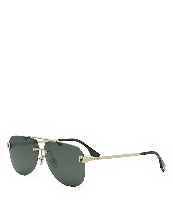 Fendi Sky Pilot Sunglasses, 61mm - Gold/green Solid