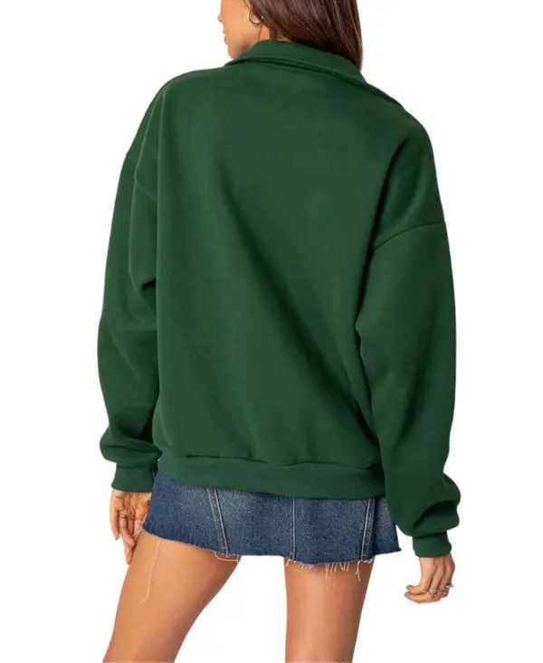 EDIKTED Oversized Quarter Zip Sweatshirt - Green