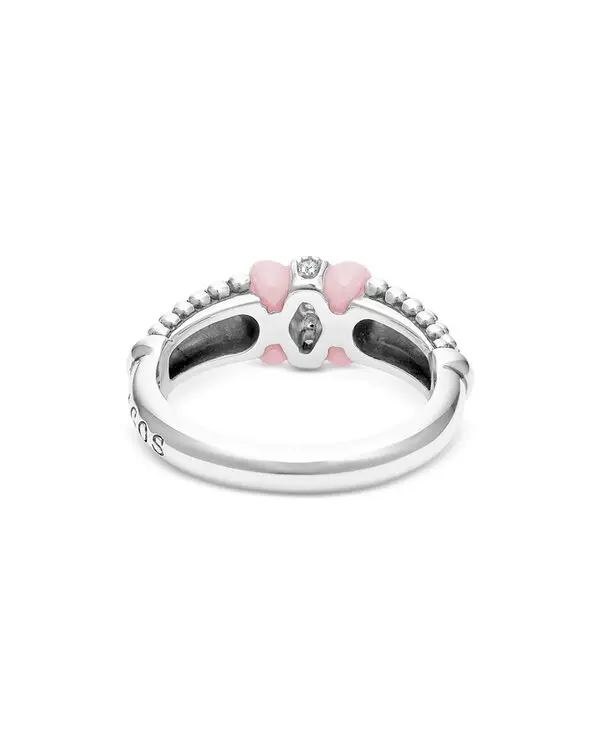 Lagos Sterling Silver, Diamond, And Ceramic Bead Statement Ring - Pink/silver