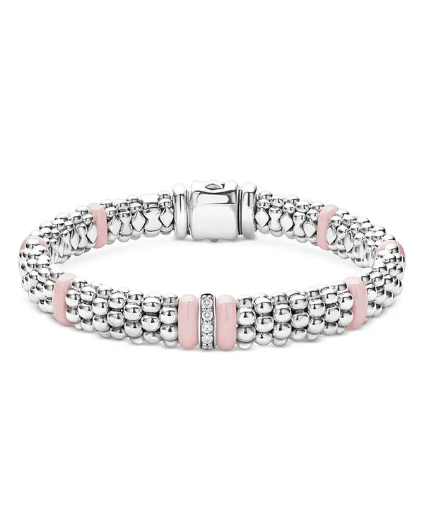 Lagos Sterling Silver, Diamond, And Ceramic Bead Bracelet - Pink/silver