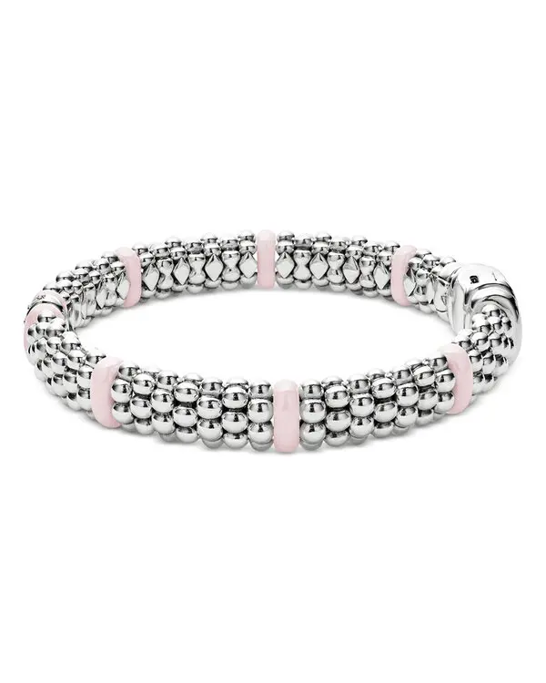 Lagos Sterling Silver, Diamond, And Ceramic Bead Bracelet - Pink/silver