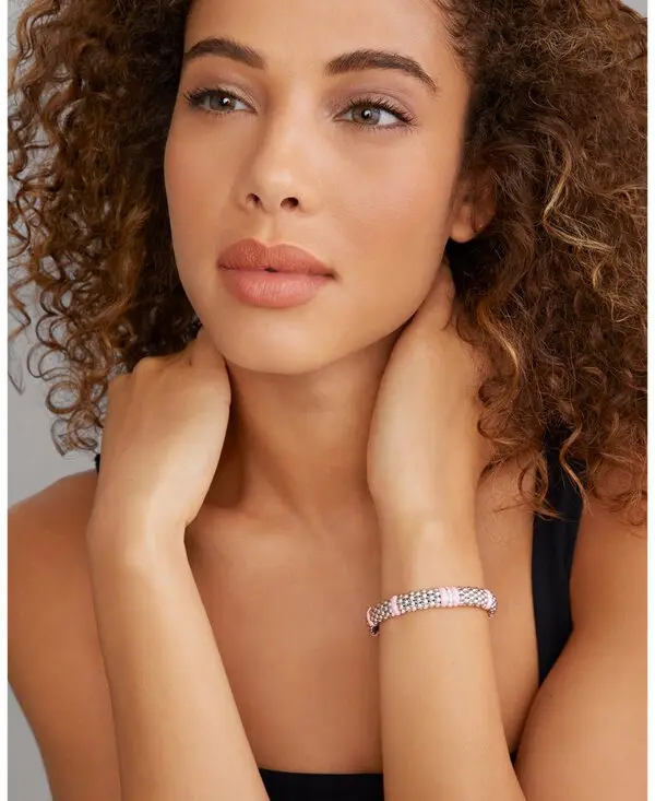 Lagos Sterling Silver, Diamond, And Ceramic Bead Bracelet - Pink/silver