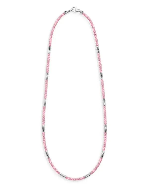 Lagos Sterling Silver Pink Caviar Ceramic Bead Collar Necklace