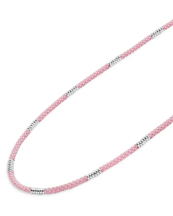 Lagos Sterling Silver Pink Caviar Ceramic Bead Collar Necklace