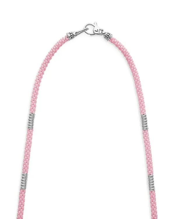 Lagos Sterling Silver Pink Caviar Ceramic Bead Collar Necklace