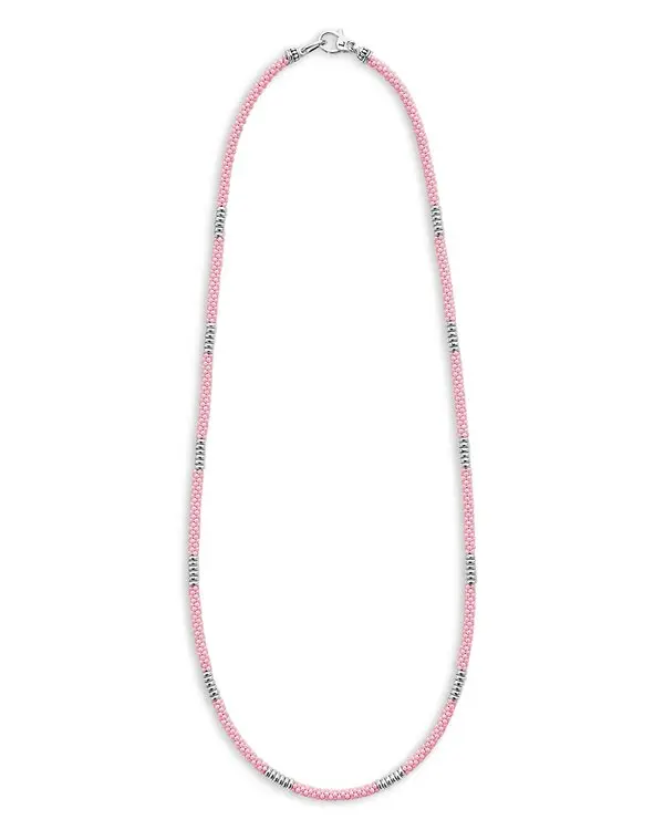 Lagos Sterling Silver Pink Caviar Ceramic Bead Collar Necklace