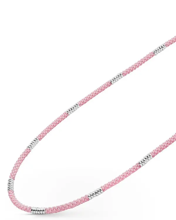 Lagos Sterling Silver Pink Caviar Ceramic Bead Collar Necklace