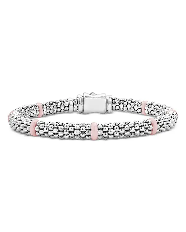 Lagos Sterling Silver Pink Caviar Pink Ceramic Bead Link Bracelet - Pink/silver
