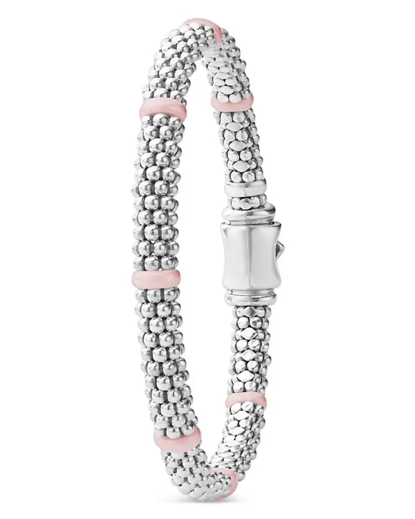 Lagos Sterling Silver Pink Caviar Pink Ceramic Bead Link Bracelet