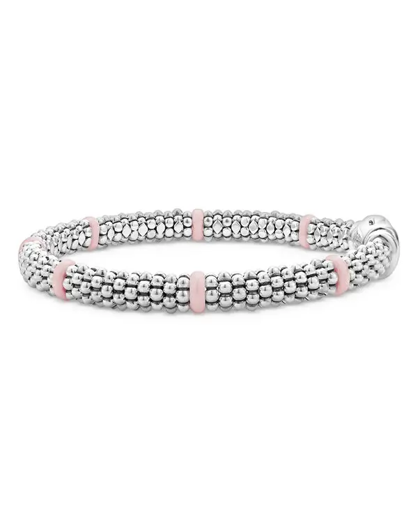 Lagos Sterling Silver Pink Caviar Pink Ceramic Bead Link Bracelet
