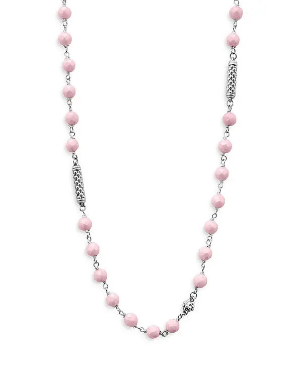 Lagos Sterling Silver Caviar Icon Ceramic Necklace - Pink/silver