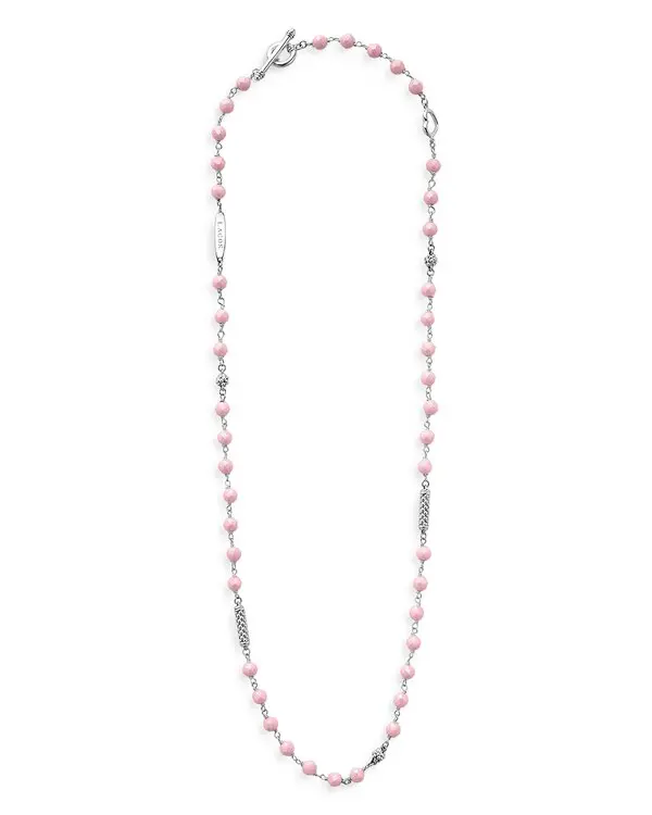 Lagos Sterling Silver Caviar Icon Ceramic Necklace - Pink/silver