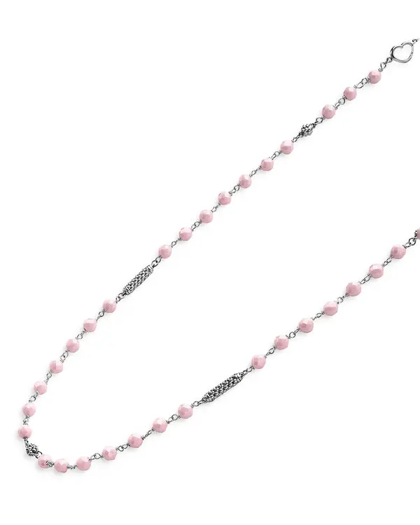Lagos Sterling Silver Caviar Icon Ceramic Necklace - Pink/silver