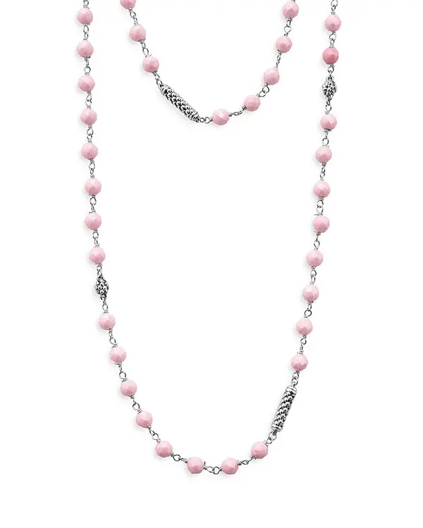 Lagos Sterling Silver Caviar Icon Station Necklace - Pink/silver
