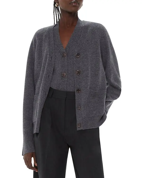 Whistles Wool Relaxed Fit Cardigan - Dark Gray