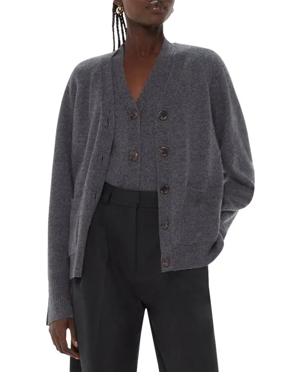 Whistles Wool Relaxed Fit Cardigan - Dark Gray