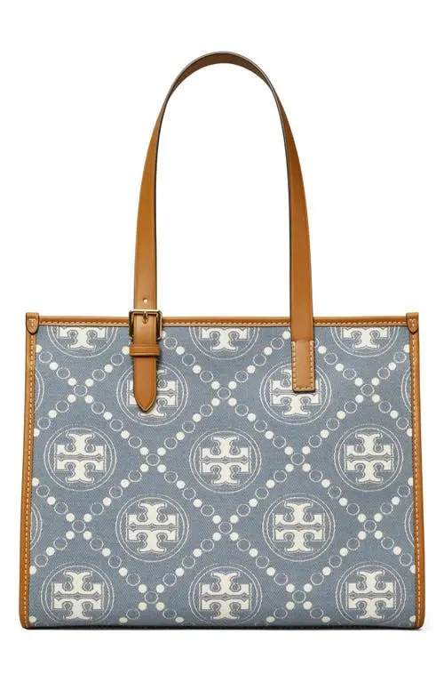 Tory Burch Small T Monogram Denim Tote