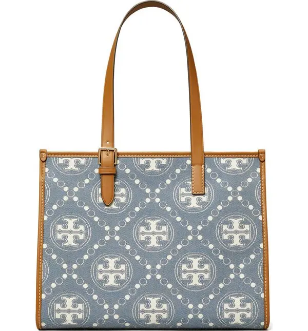 Tory Burch Small T Monogram Denim Tote