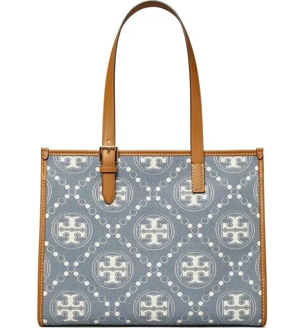 Tory Burch Small T Monogram Denim Tote