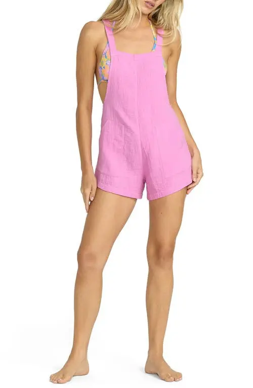 BILLABONG Beach Crush Cotton Gauze Romper - Bright Rose