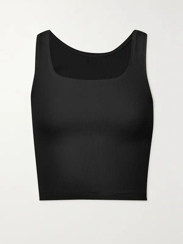 SKIMS Ribbed Cotton-blend Jersey Tank - Black