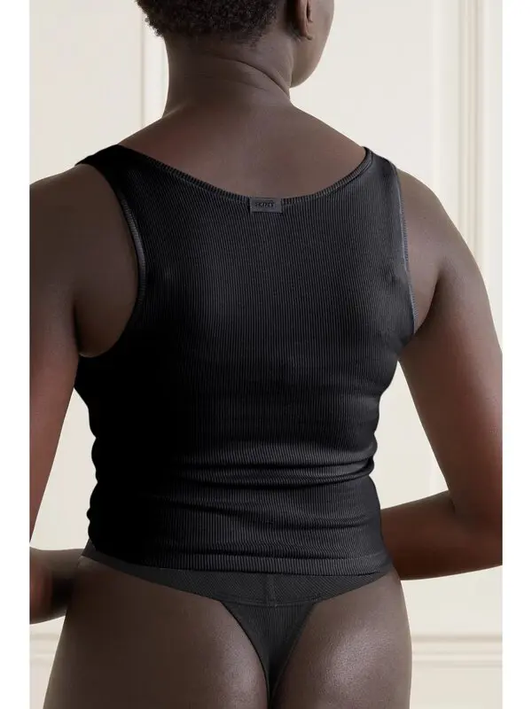 SKIMS Ribbed Cotton-blend Jersey Tank - Black