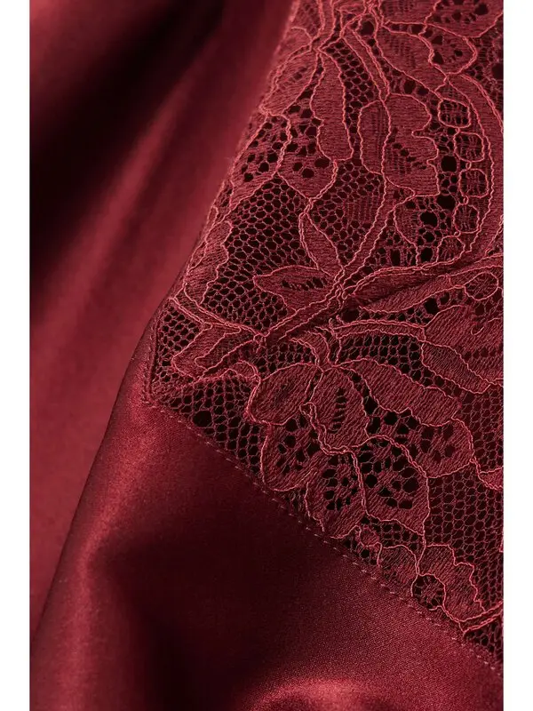 COCO DE MER Seraphine Lace-trimmed Duchesse Silk-blend Satin Pajama Set