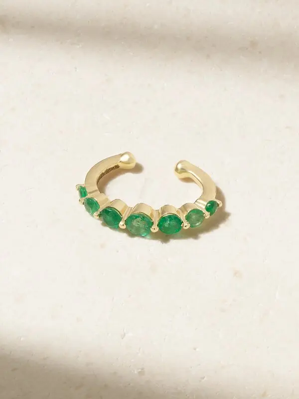 Shay 18-karat Gold Emerald Ear Cuff - Green