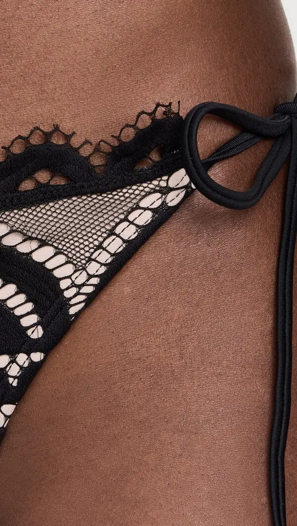 PQ SWIM Lace Tie Side Bikini Bottom - Midnight