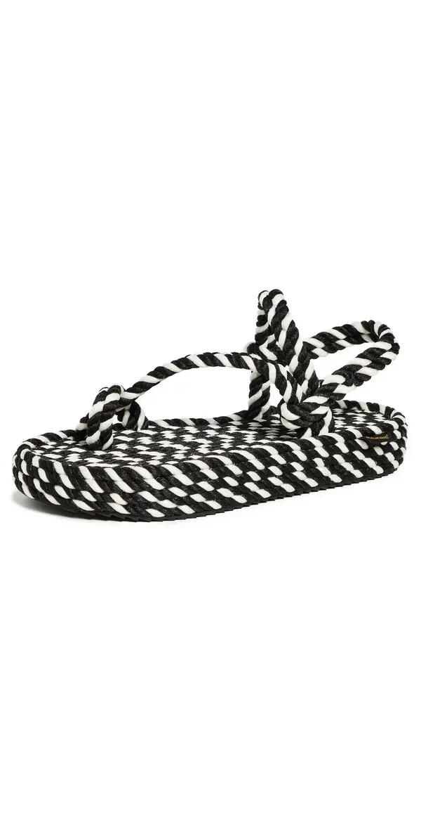 BOHONOMAD Hawaii Rope Platform Sandals - Black/white