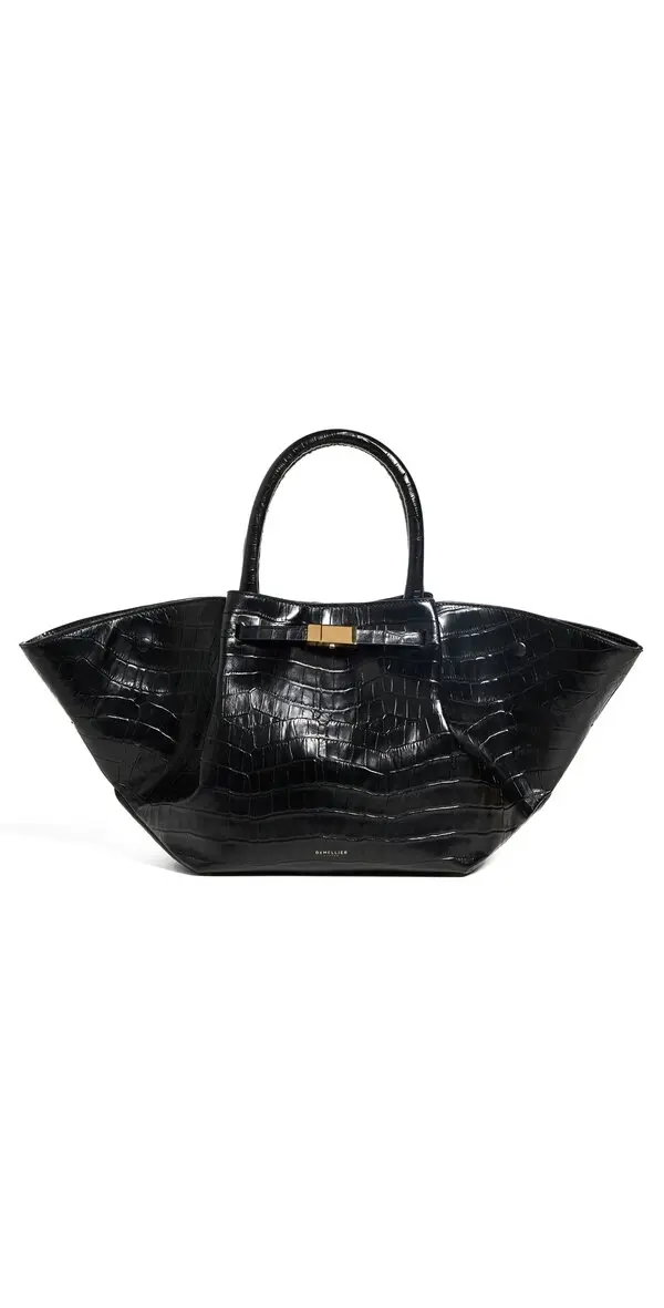 DEMELLIER Midi New York Bag - Black Croc