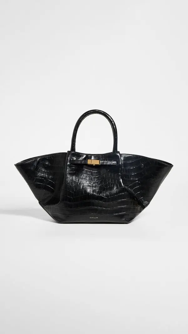 DEMELLIER Midi New York Bag - Black Croc