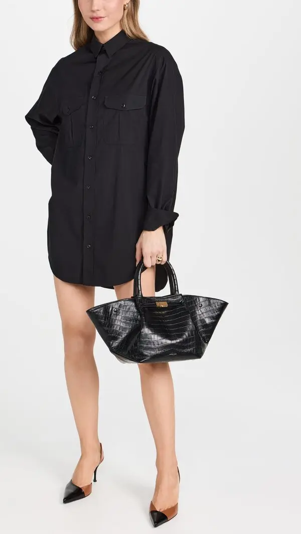 DEMELLIER Midi New York Bag - Black Croc