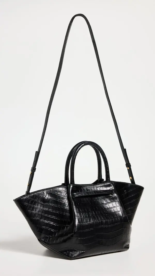 DEMELLIER Midi New York Bag - Black Croc