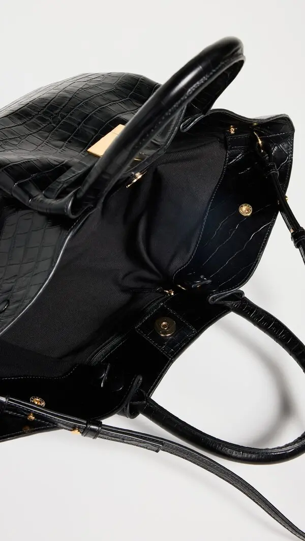 DEMELLIER Midi New York Bag - Black Croc