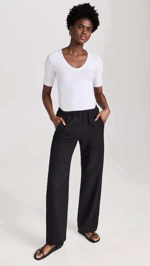 Enza Costa Twill Trousers - Black