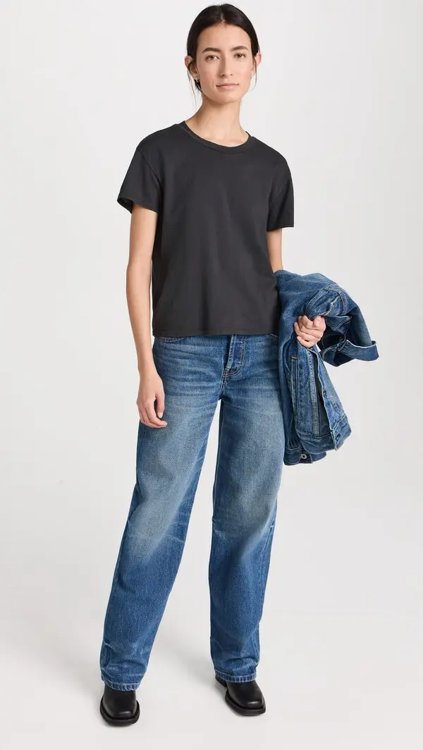 PERFECTWHITETEE Harley Cotton Boxy Crew Tee - Vintage Black