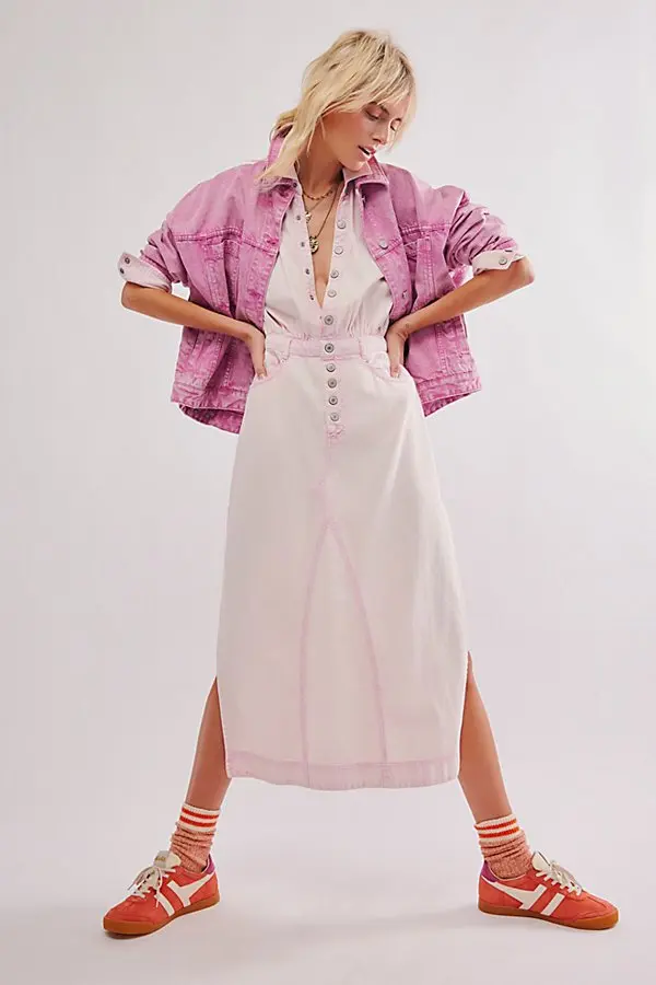 Free People Mad Love Denim Midi Dress In Quartz - 65% Off | Editorialist