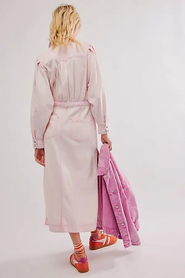 Free People Mad Love Denim Midi Dress In Quartz - 65% Off | Editorialist