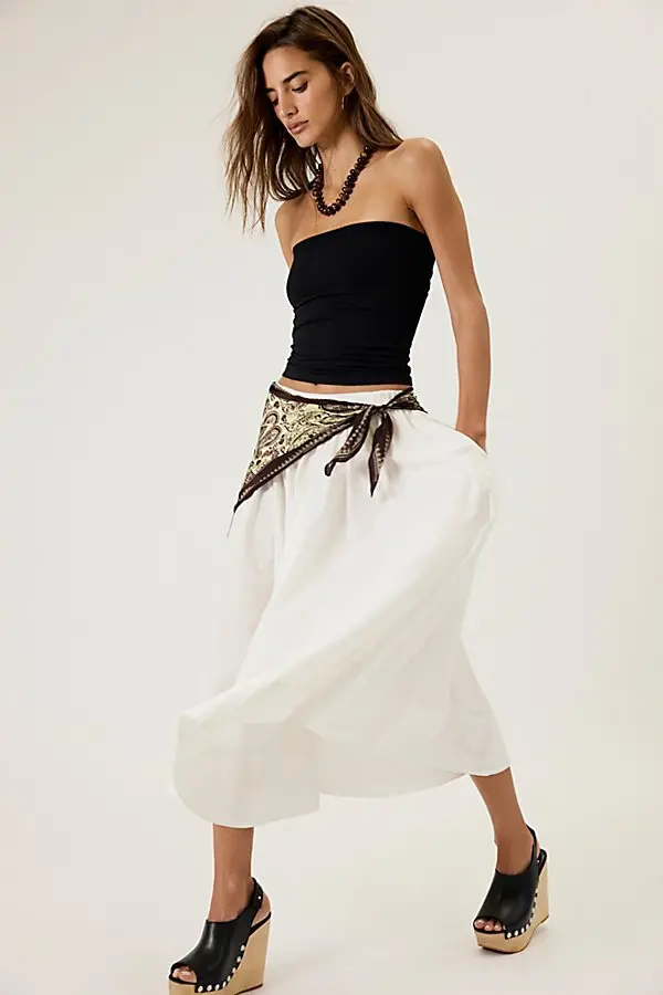 Free People Lowen Midi Skirt - Ivory