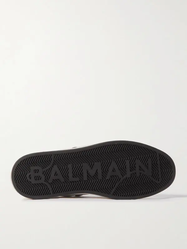 Balmain B-court Snake-effect Leather And Suede Sneakers