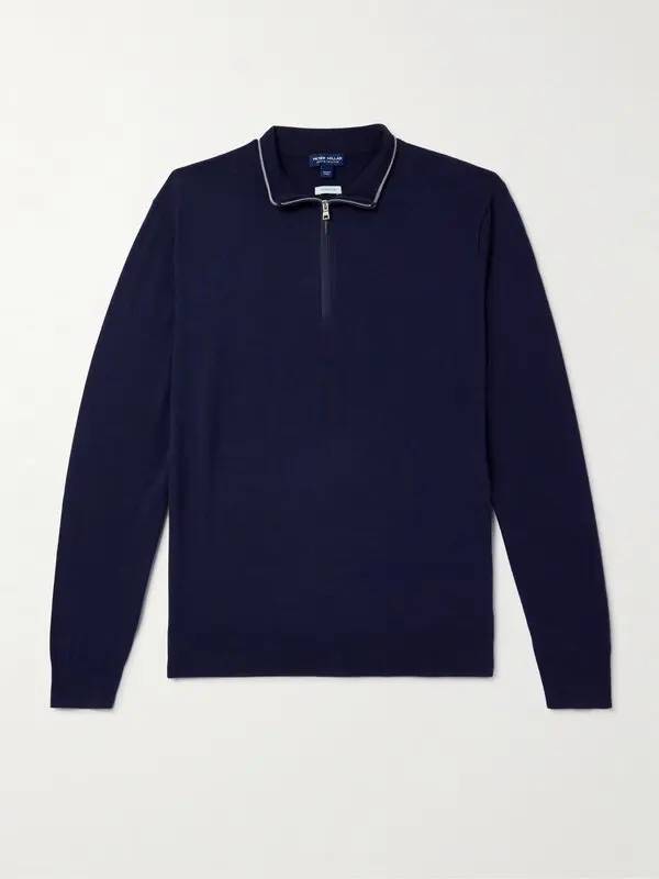 Peter Millar Excursionist Flex Wool-blend Half-zip Sweater - Blue