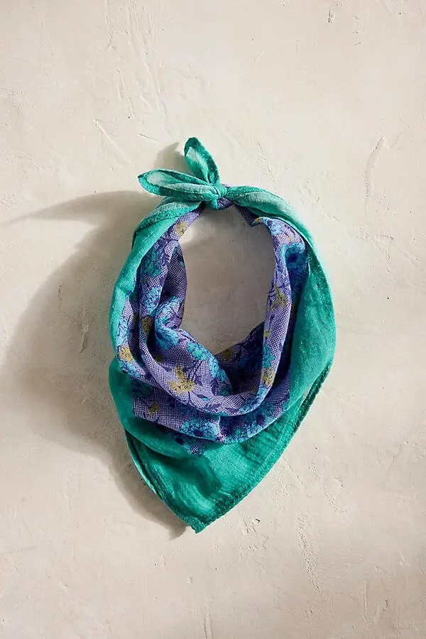 ELIZABETH GILLETT Floral Gauze Bandana - Blue
