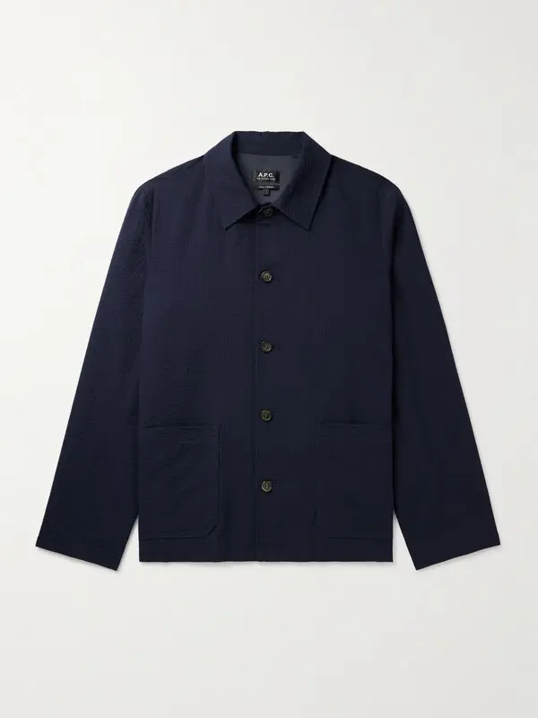 A.p.c. Cotton-seersucker Overshirt - Blue